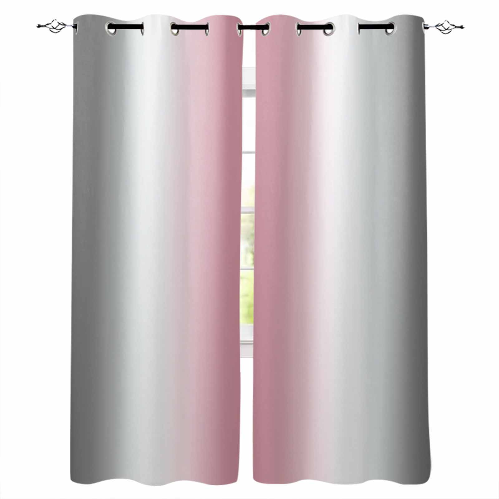 Pink Grey White Blackout Curtains 39 Inches Long for Bedroom, Farmhouse ...