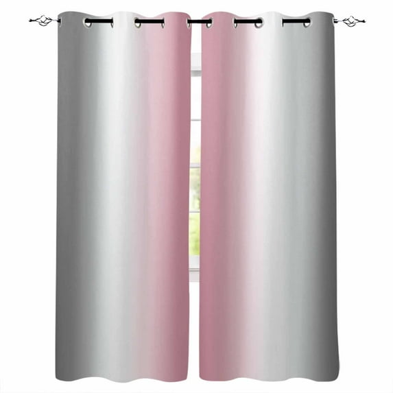 Pink Grey White Blackout Curtains 45 Inches Long, Farmhouse Ombre Color ...