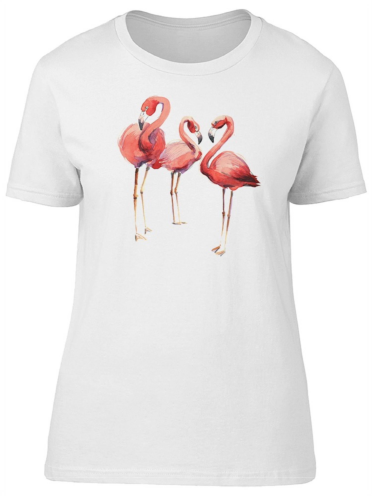 Pink Grunge Watercolor Flamingos T-Shirt Women -Image by Shutterstock ...