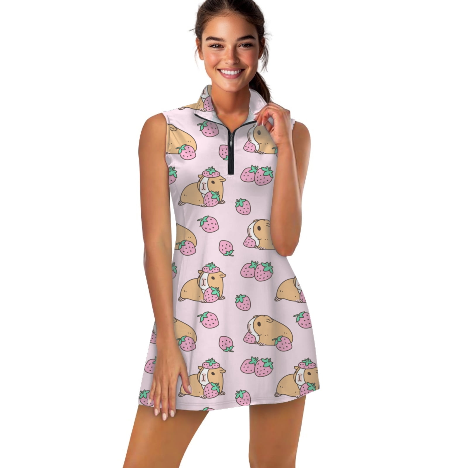 Pink Guinea Pig And Strawberry Pattern Sports Dresses Women Tennis ...