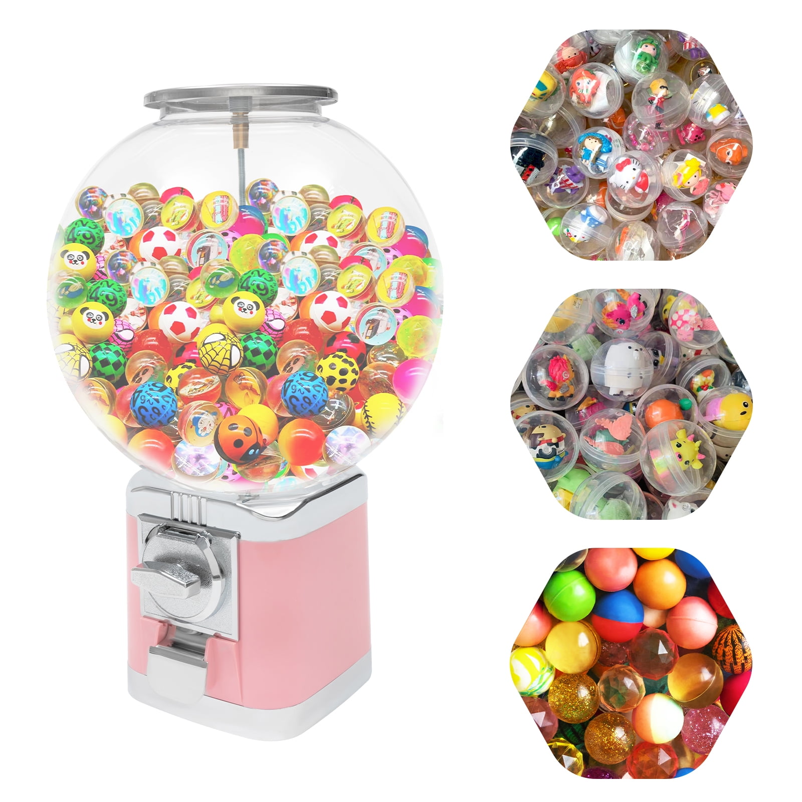 Pink Gumball Machine Coin Bank Big Capsule Toys / Candy Dispenser ...