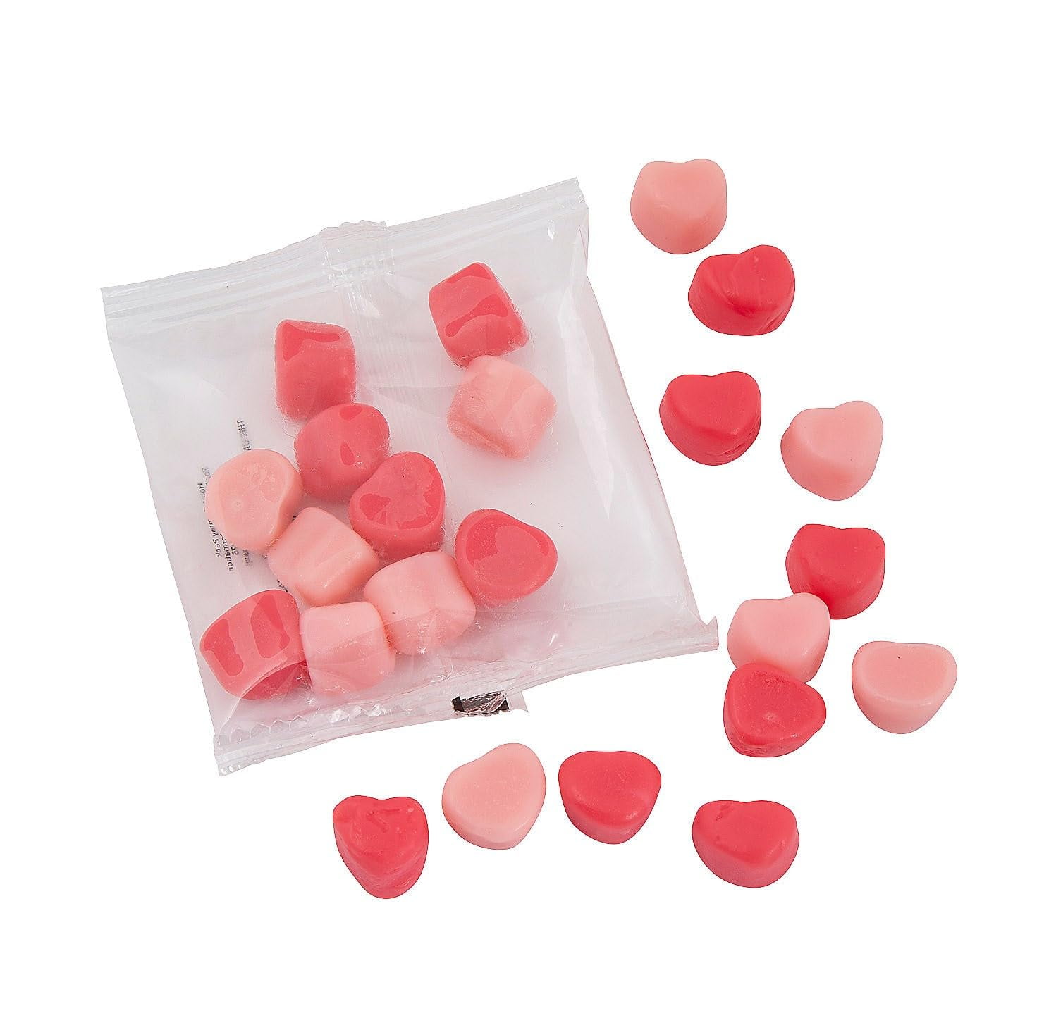 Pink Gummy Hearts, 18 packs (1 LB) Individually Wrapped, Valentine's ...
