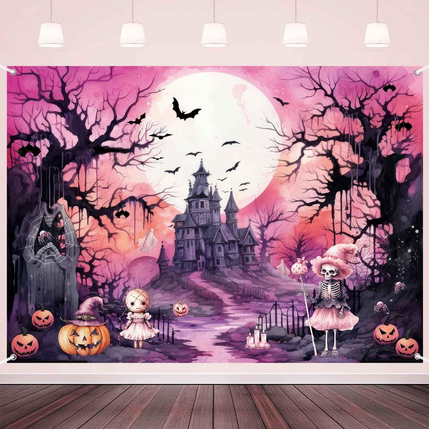 Pink Halloween Backdrop Scary Halloween Backdrops for Photography ...