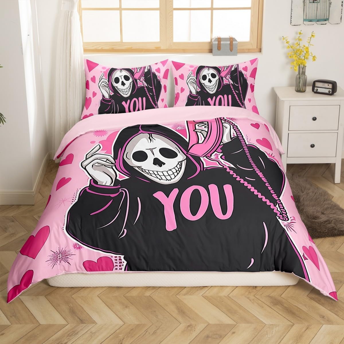 Pink Halloween Boys Girls Bed Cover Set 3 Piece Set for Teens Back to ...