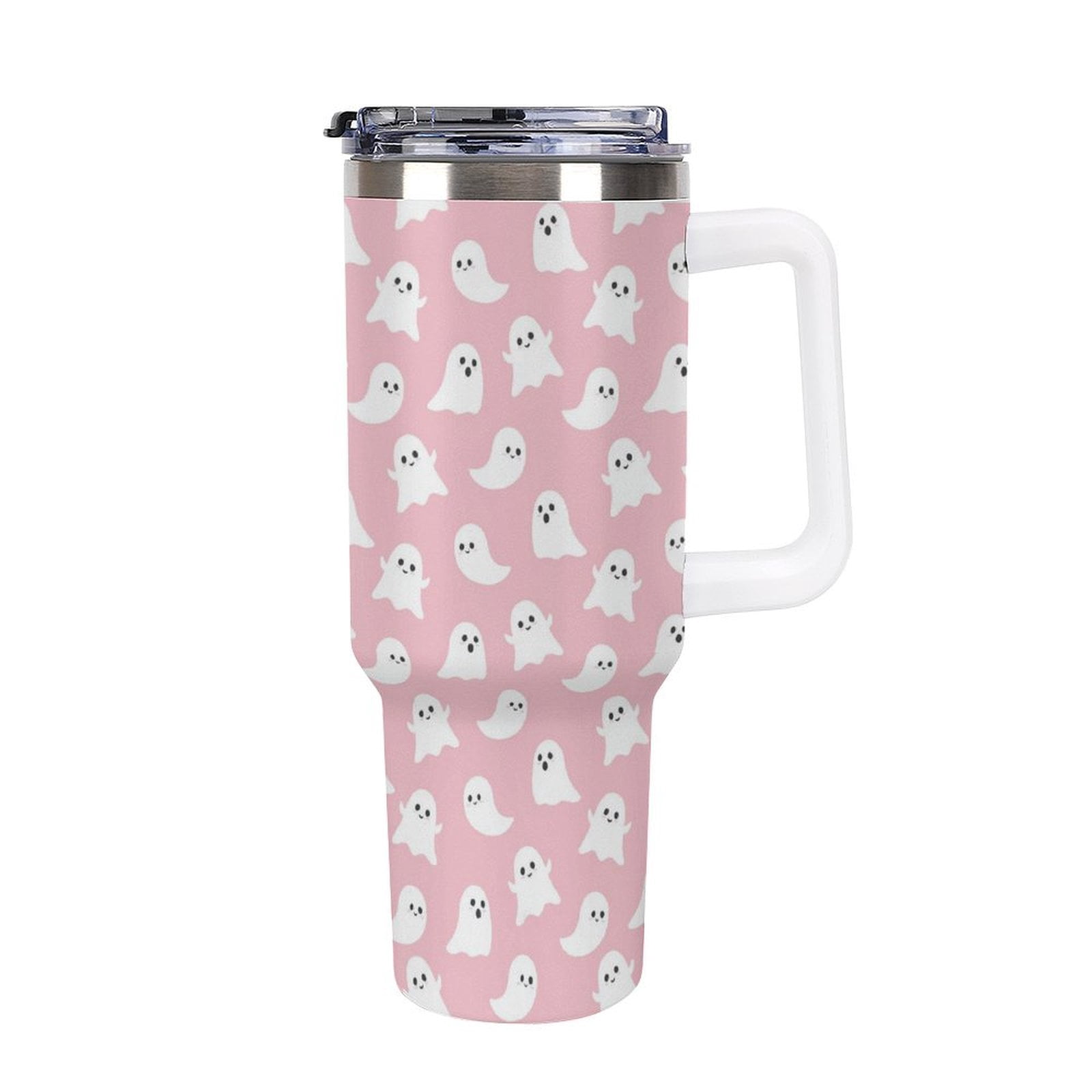 Pink Halloween Ghosts 40 Oz Tumbler with Handle and Straw, Cute Spooky ...