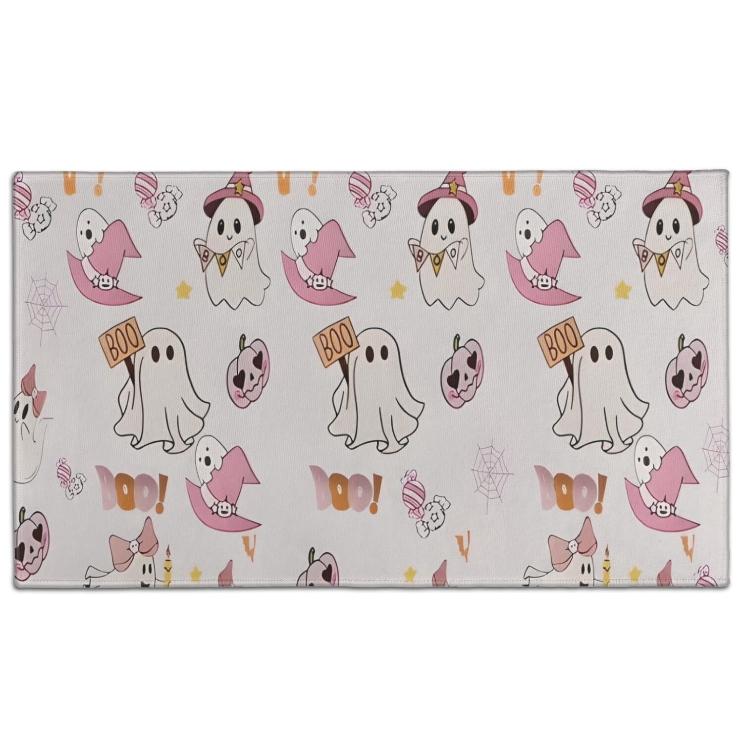 Pink Halloween Ghosts Door Rugs,Washable Non Slip Door Mats Indoor ...