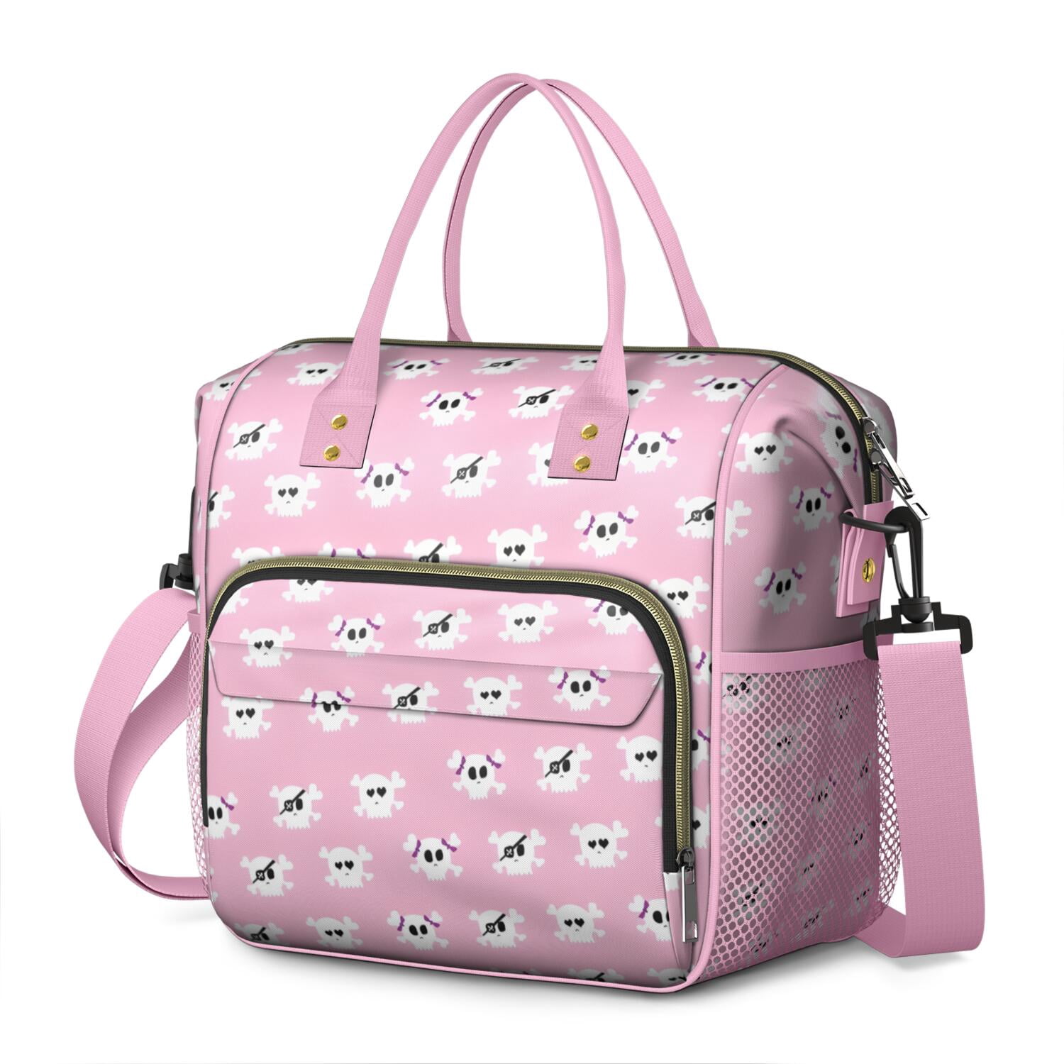Pink Halloween Skulls Womens Lunch Box for Work,Insulated Large Lunch ...