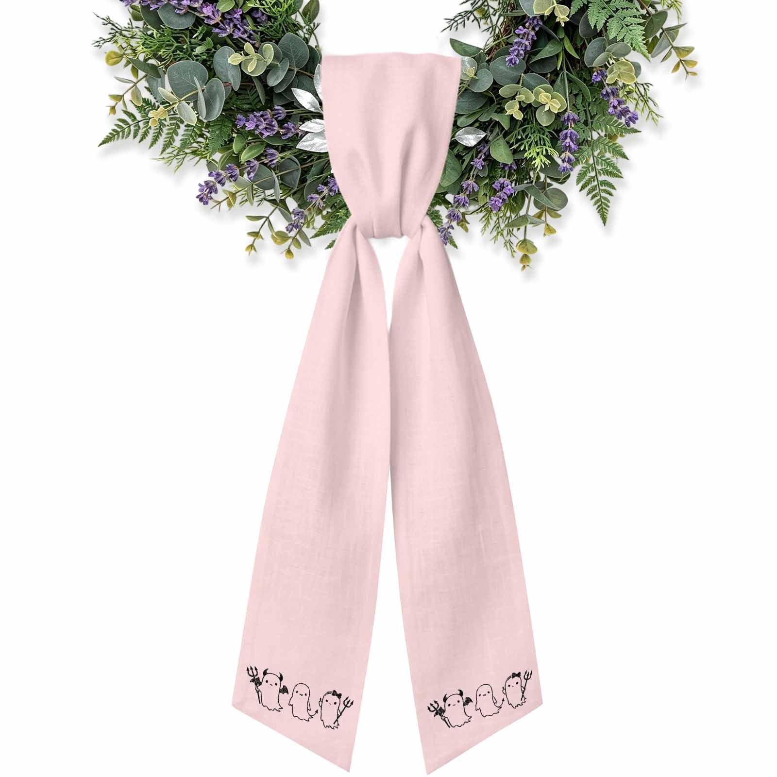 Pink Halloween Wreath Sash for Front Door, Funny Ghost Cute Cartoon ...