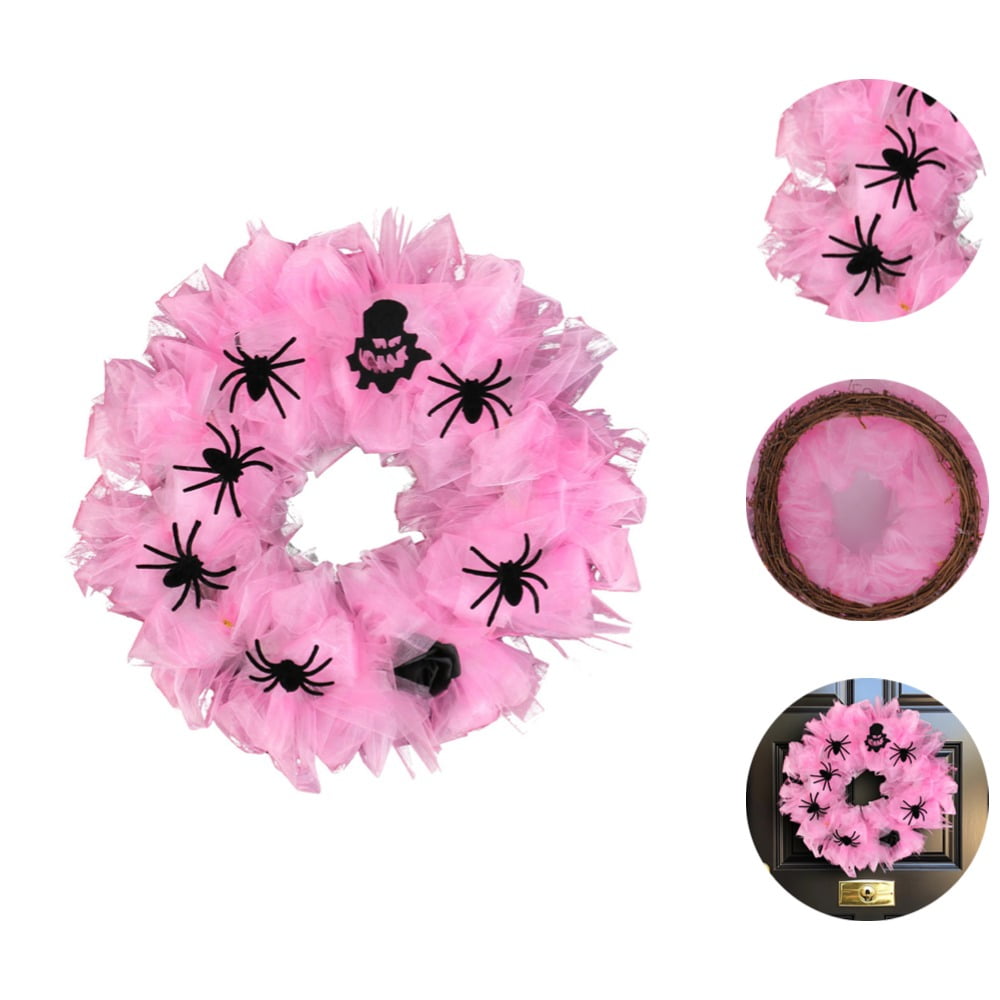 Pink Halloween wreath Decoration - Spider Wreath with Tulle, Spiders ...