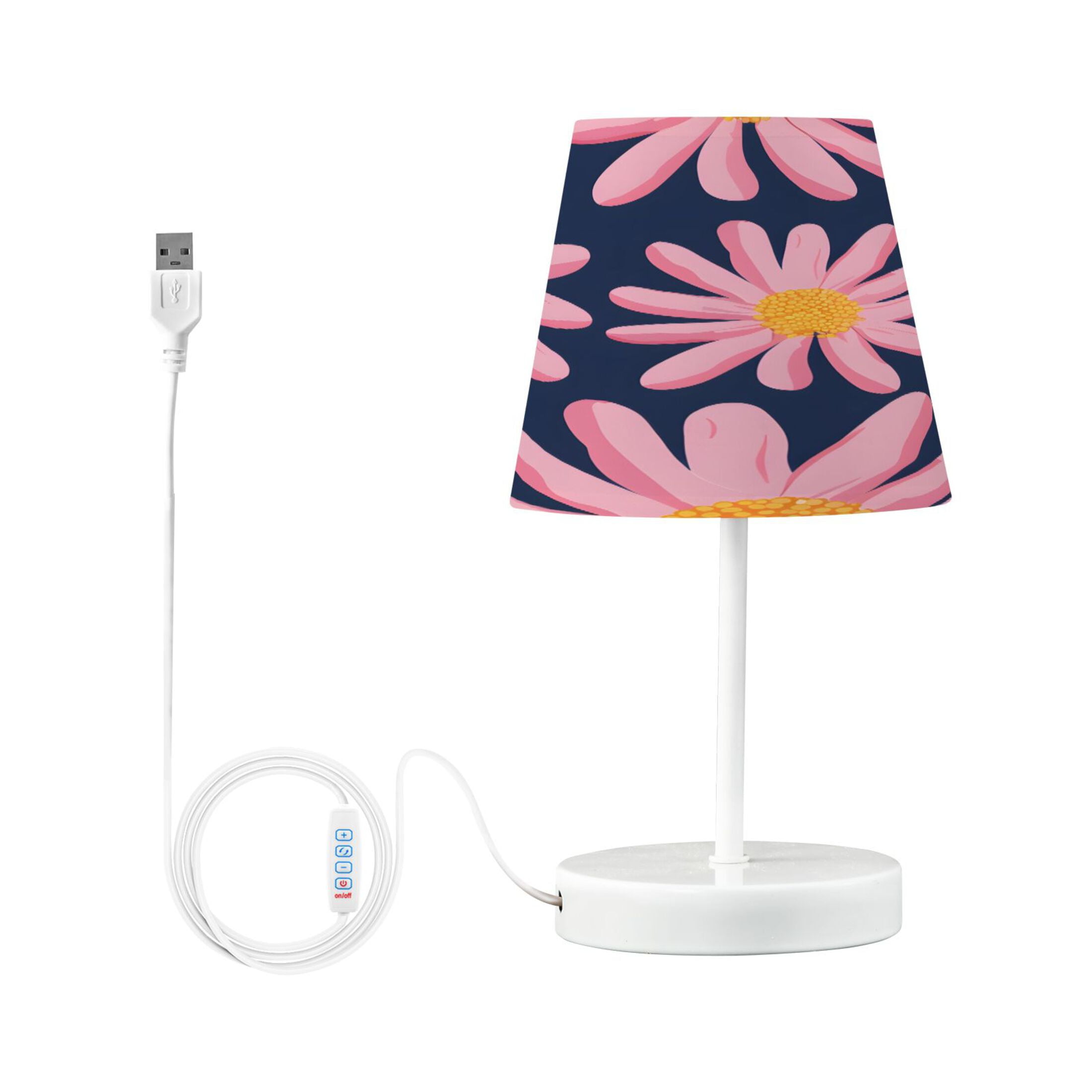 Pink Hand Drawn Daisy Desk Lamp LED Table Nightstand Lamps with 3 Color ...