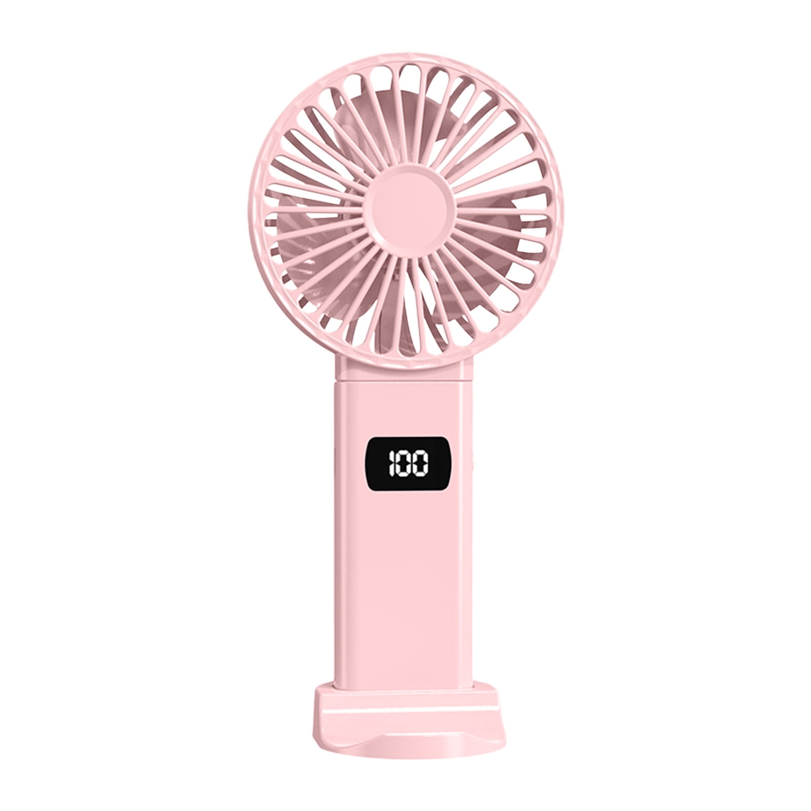 Pink Handheld Usb Folding Fan Digital Display 5 Speed Rechargeable Mini ...