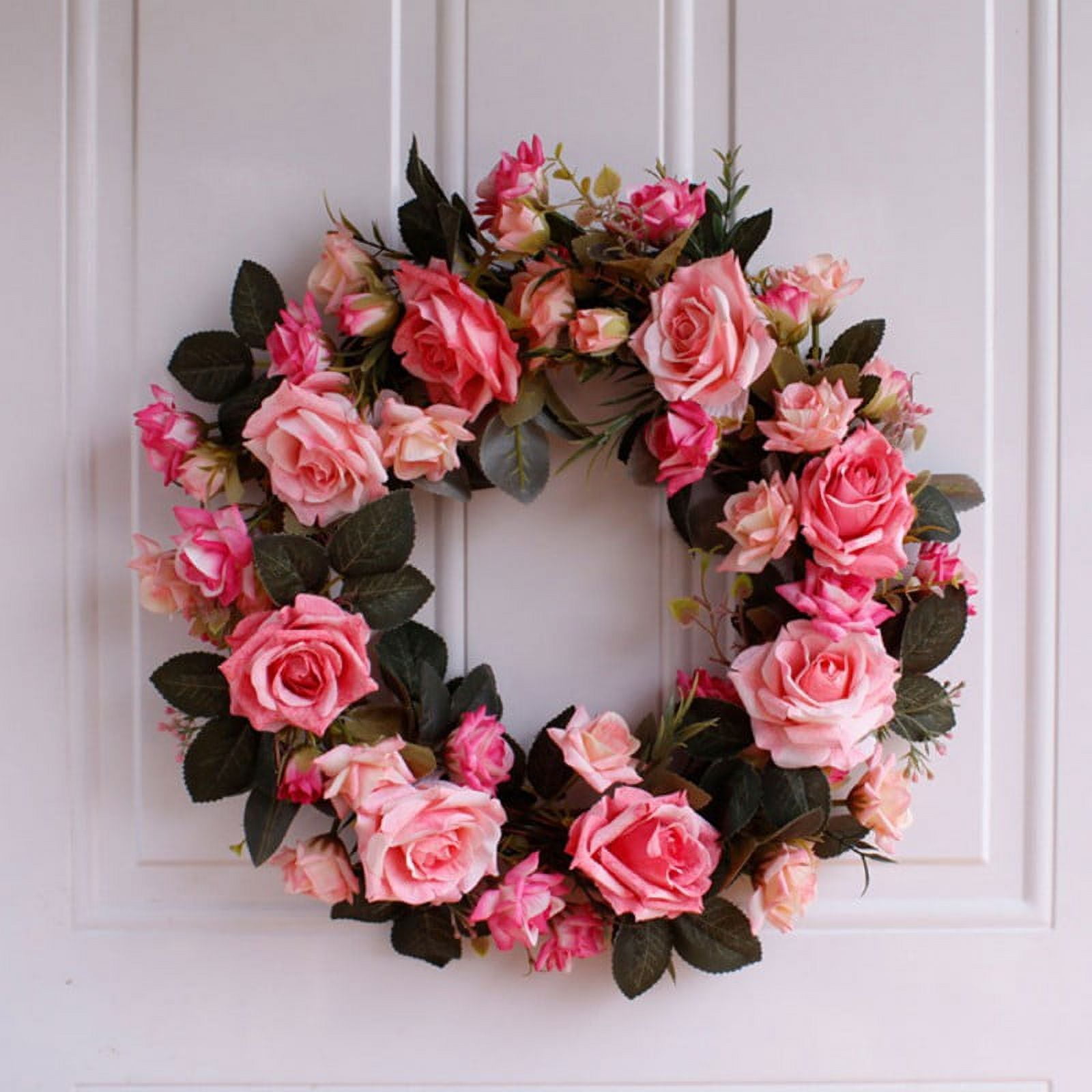 Pink Handmade Rose Spring Door Wreath Seasonal Door Accent for Any Room ...