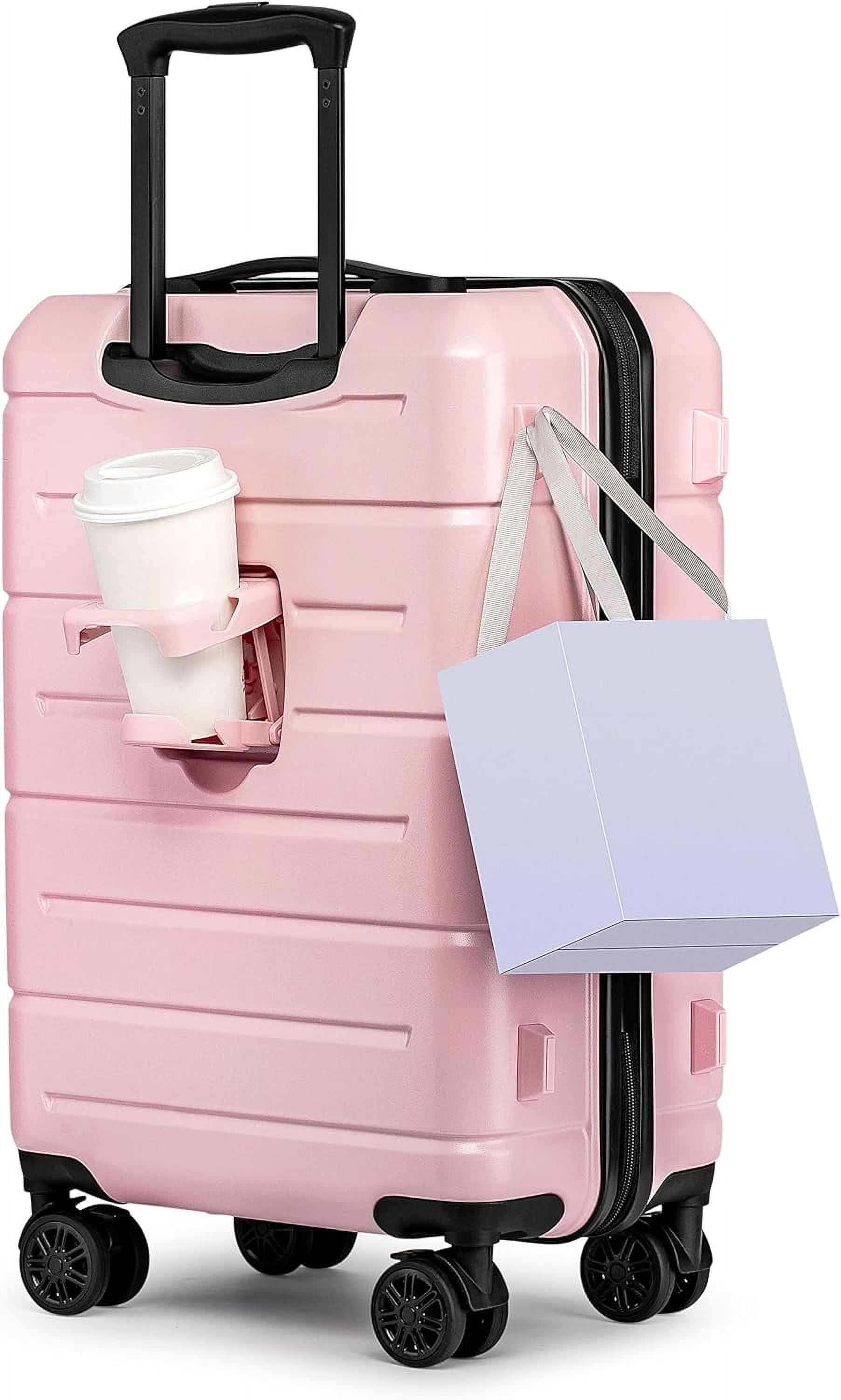 Pink Hardside Carry On Luggage 22x14x9 Airline Approved for Women,22 ...