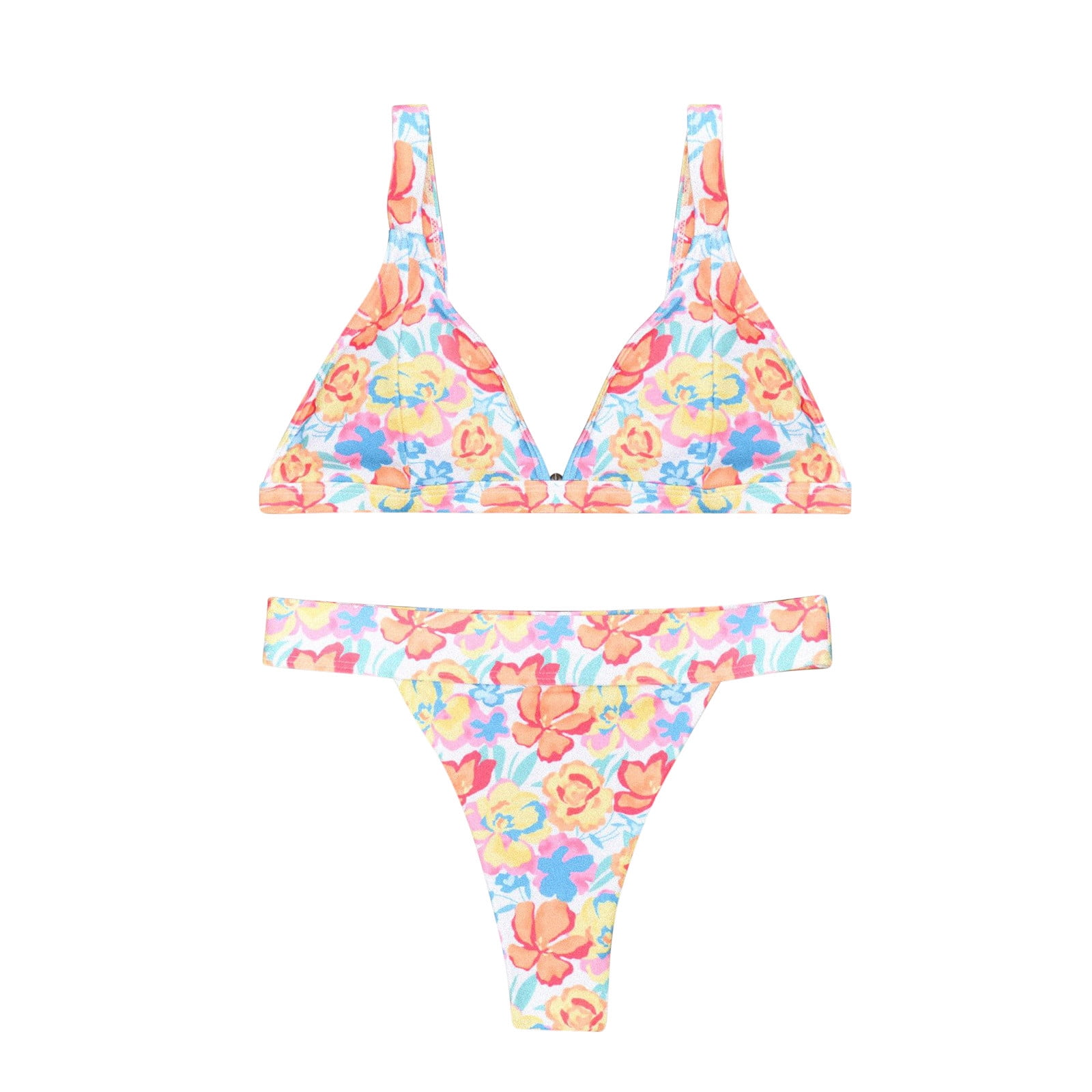 Pink Hawaiian Triangle Two Piece Tropical Beach Matching Lounge Tankini ...