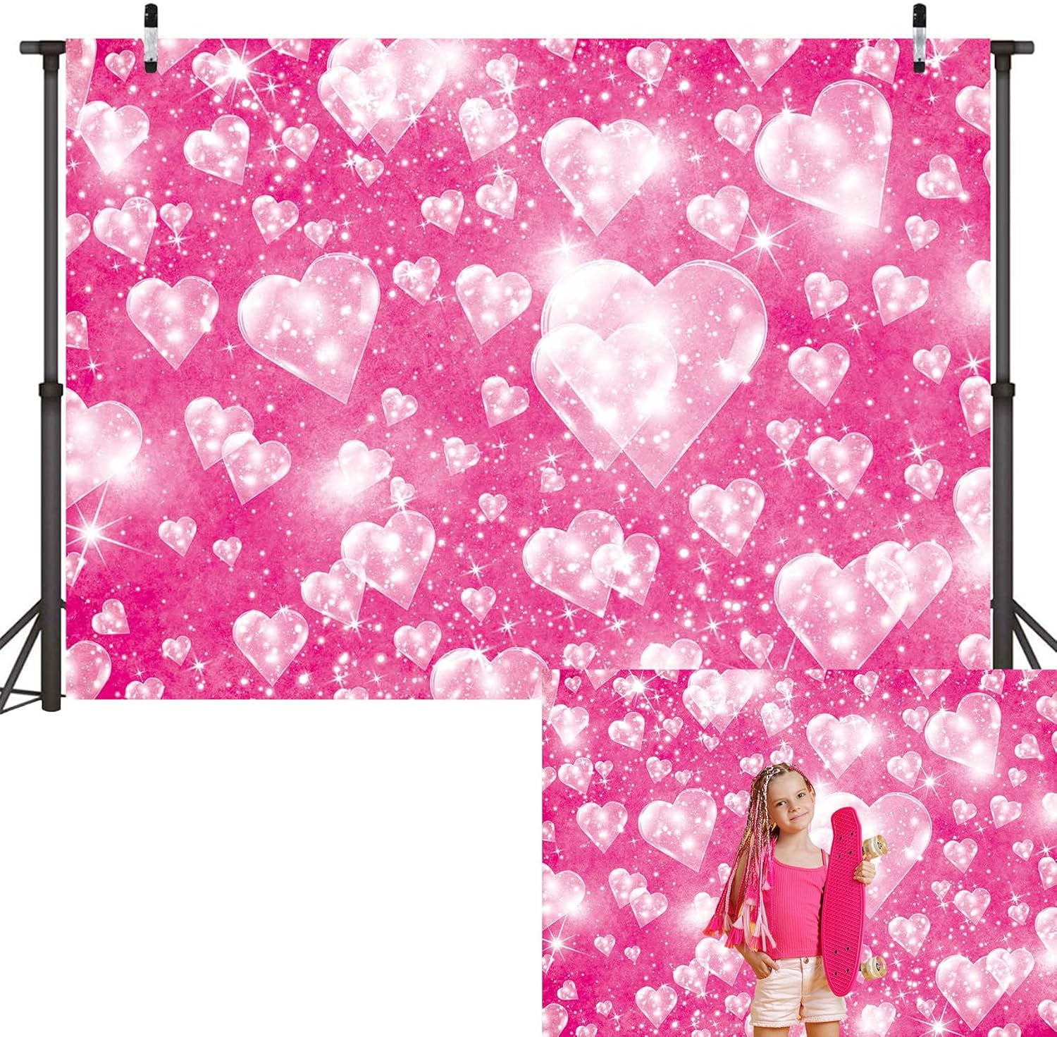 Pink Heart Backdrop Early 2000s Valentine's Day Photography Background ...