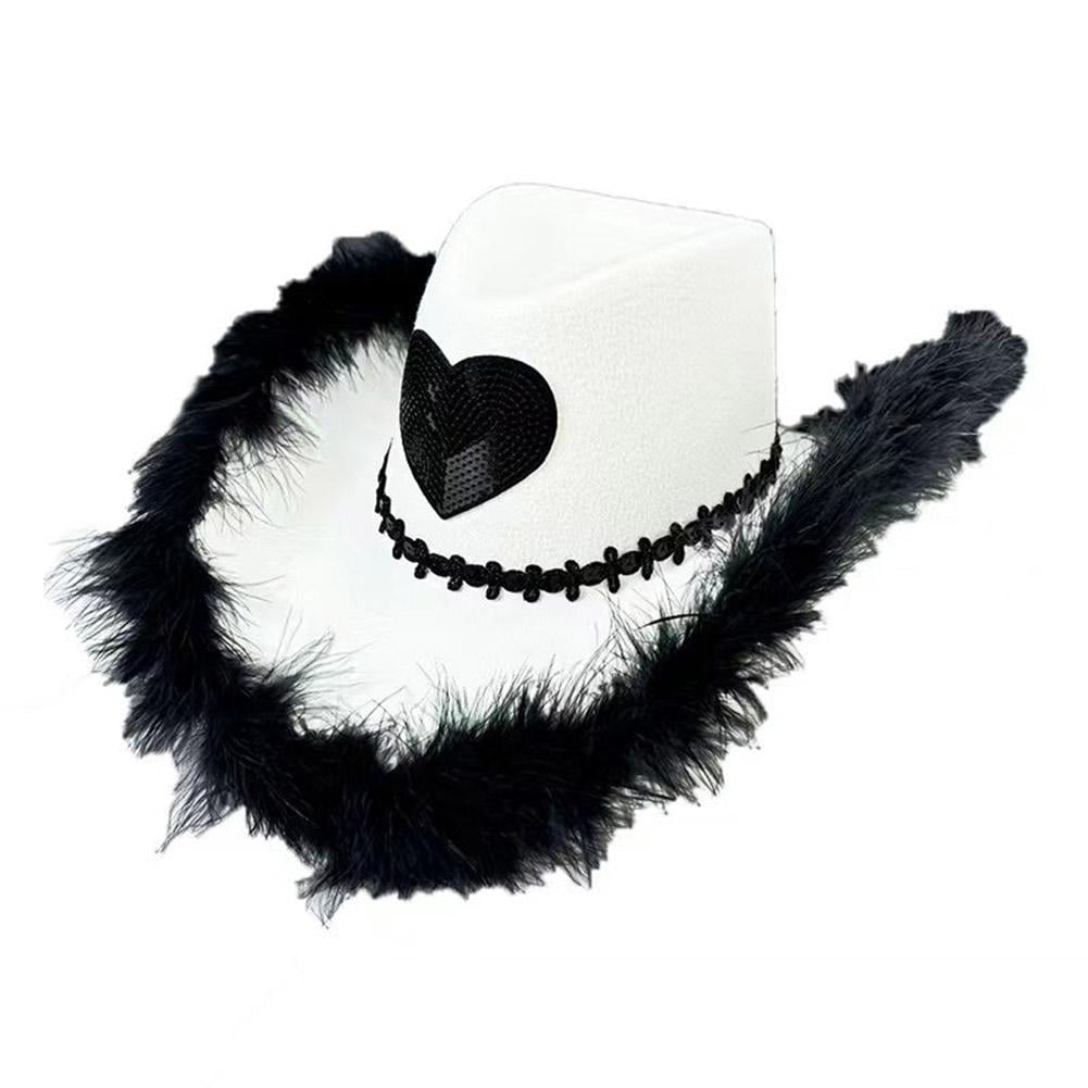 Pink Heart Brim Cowboy Flipped Edge Fringed Hat for Valentine's Day ...