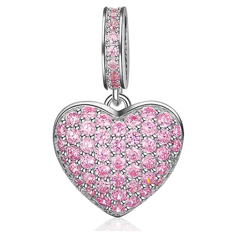 Pink Heart Charm European Bead CZ Sterling Silver Ginger Lyne ...