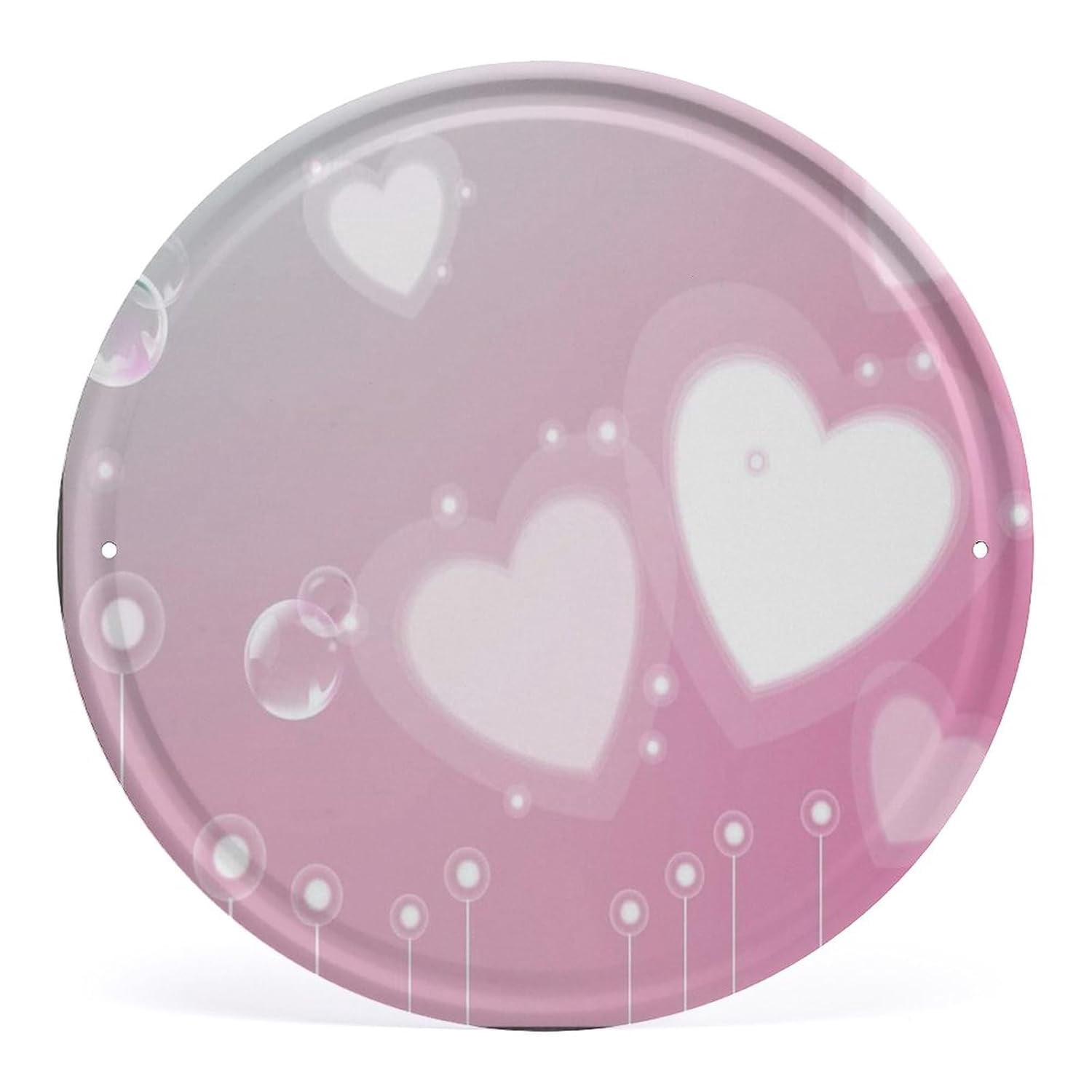 Pink Heart Dandelion Retro Style Round Tin Sign Round Door Hanger ...