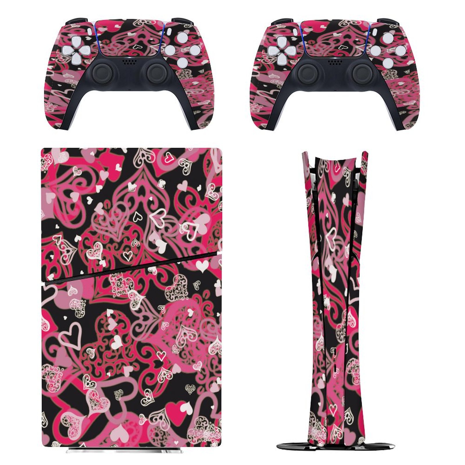 Pink Heart PS5/PS5 Slim Digital Disc Skin Sticker For Console And ...