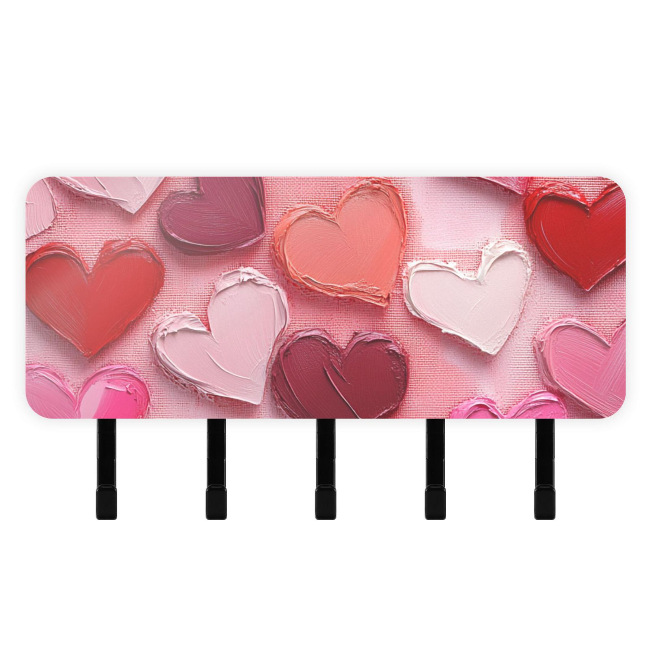 Pink Heart Painted with Paint Key Holder Wall Mount Small Metal Key ...