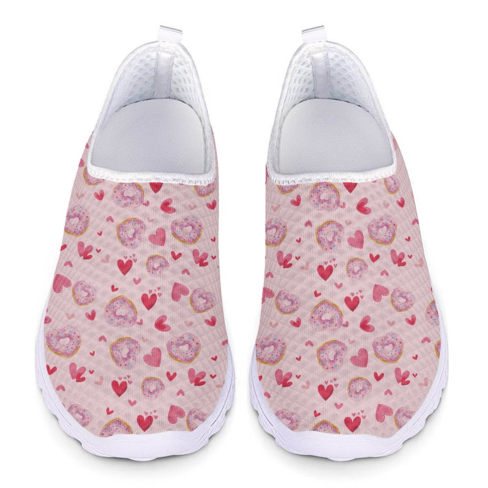Pink Heart Pattern Nurse Summer Woman Flat Shoes Penny Loafers Women ...