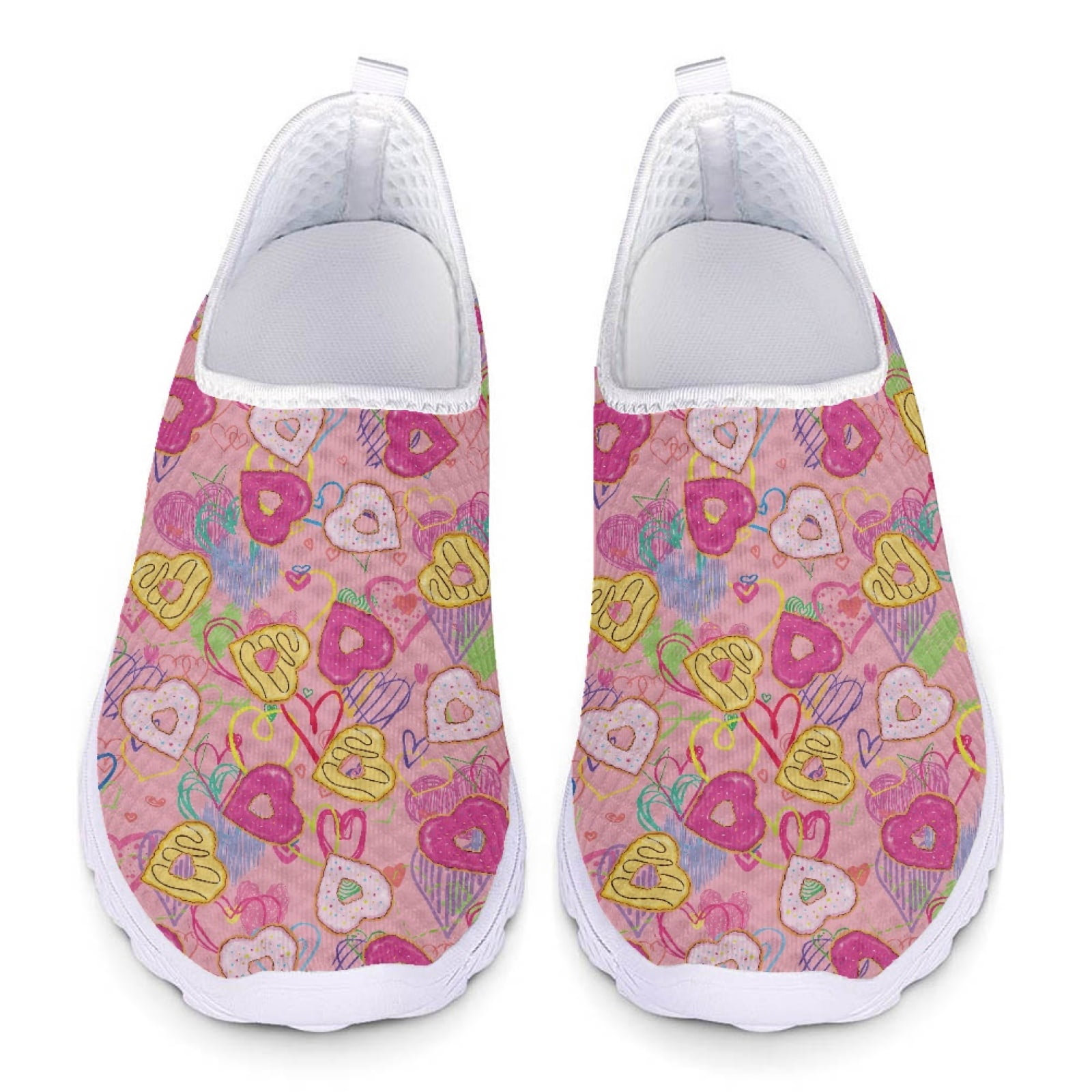 Pink Heart Pattern Summer Woman Flat Nurse Shoes Penny Loafers Women ...