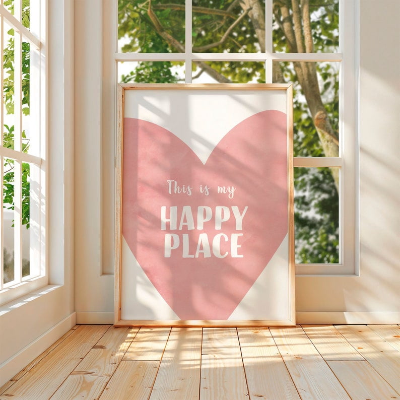 Pink Heart Poster, Watercolor Nursery Wall Decor, Pastel Playroom Decor ...