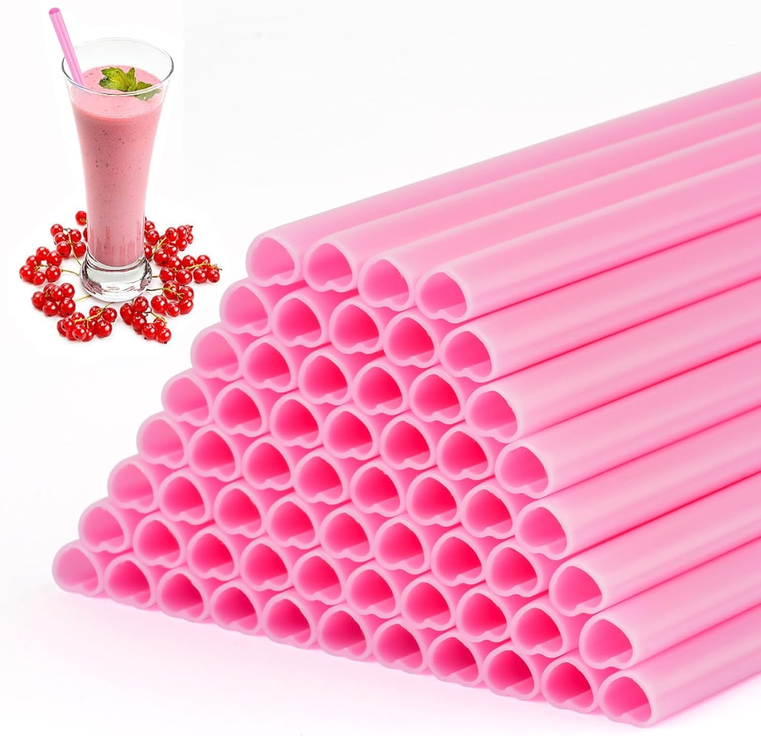 Pink Heart Shaped Straws, Disposable Cute Plastic Straws, Individually ...
