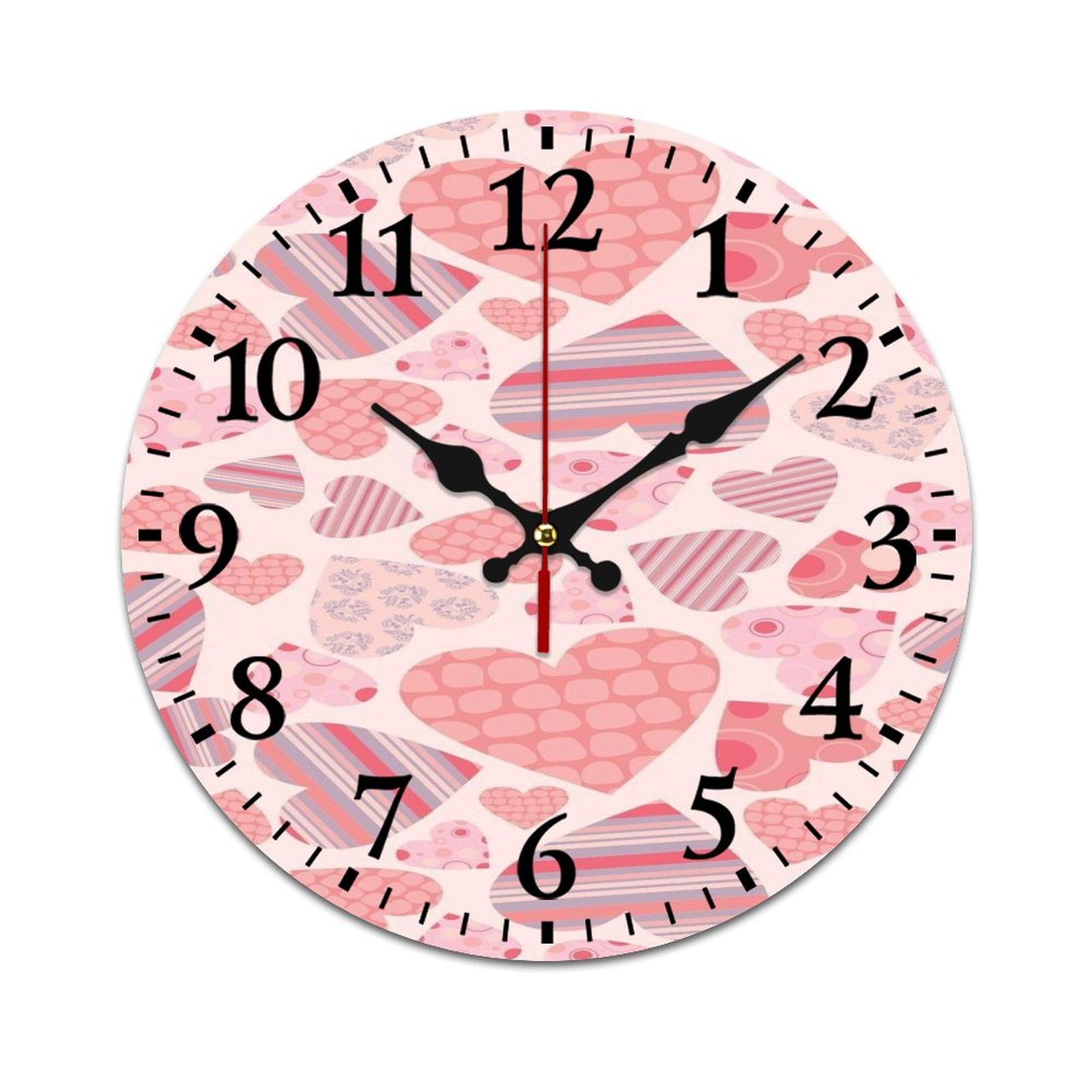 Pink Heart Valentine's Day Wall Clock Modern Design Clocks Wall Hanging ...