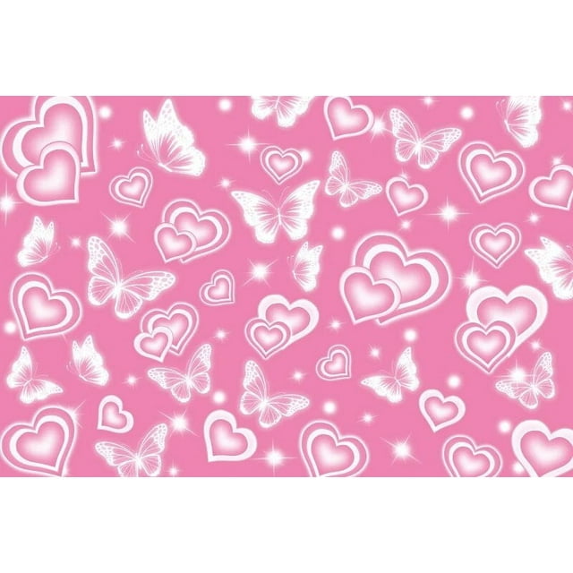 Pink Hearts Backdrop Sweet Lip Butterfly Wall Wedding Party Inter Decor ...