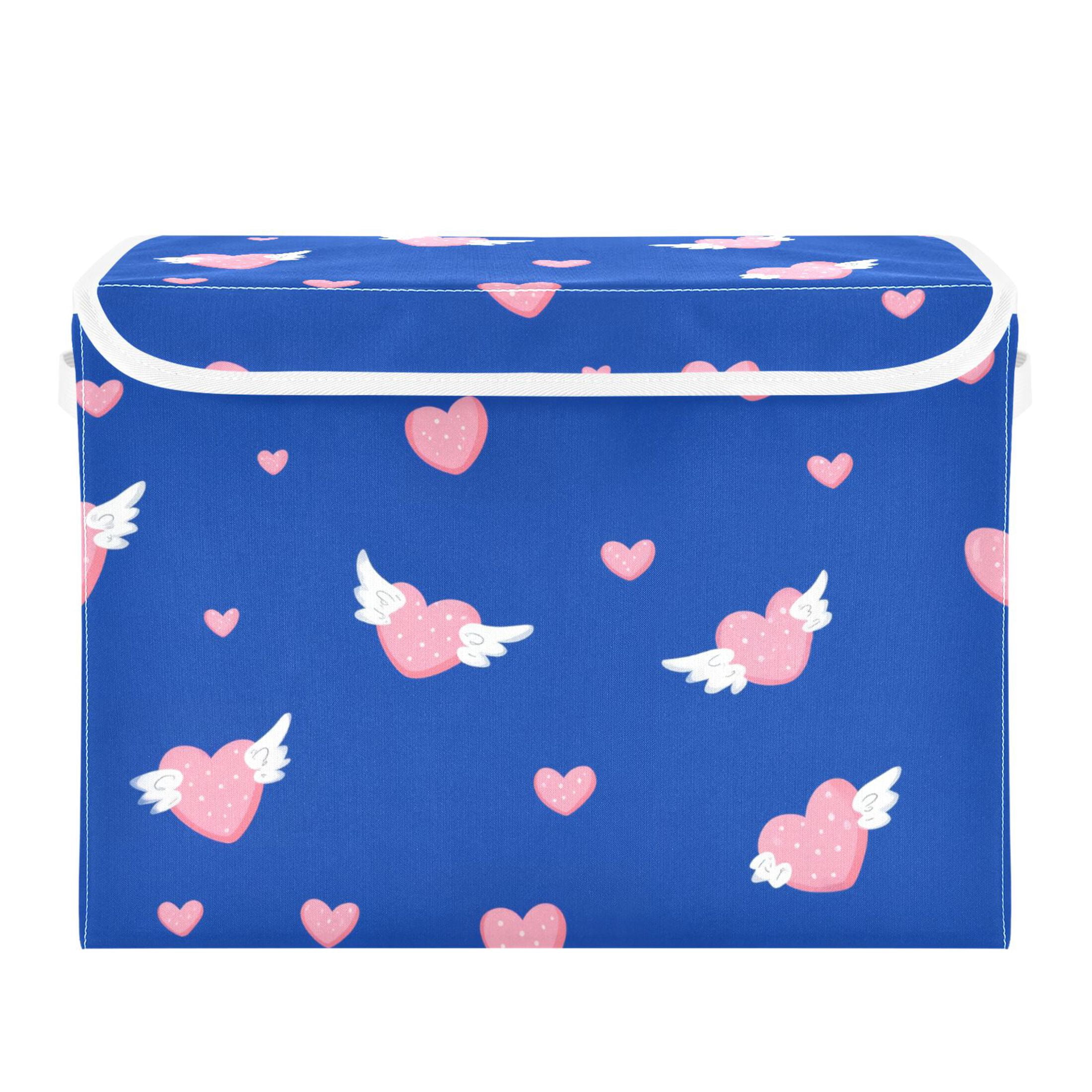 Pink Hearts with Wings Valentine Foldable Storage Bins with Lids ...