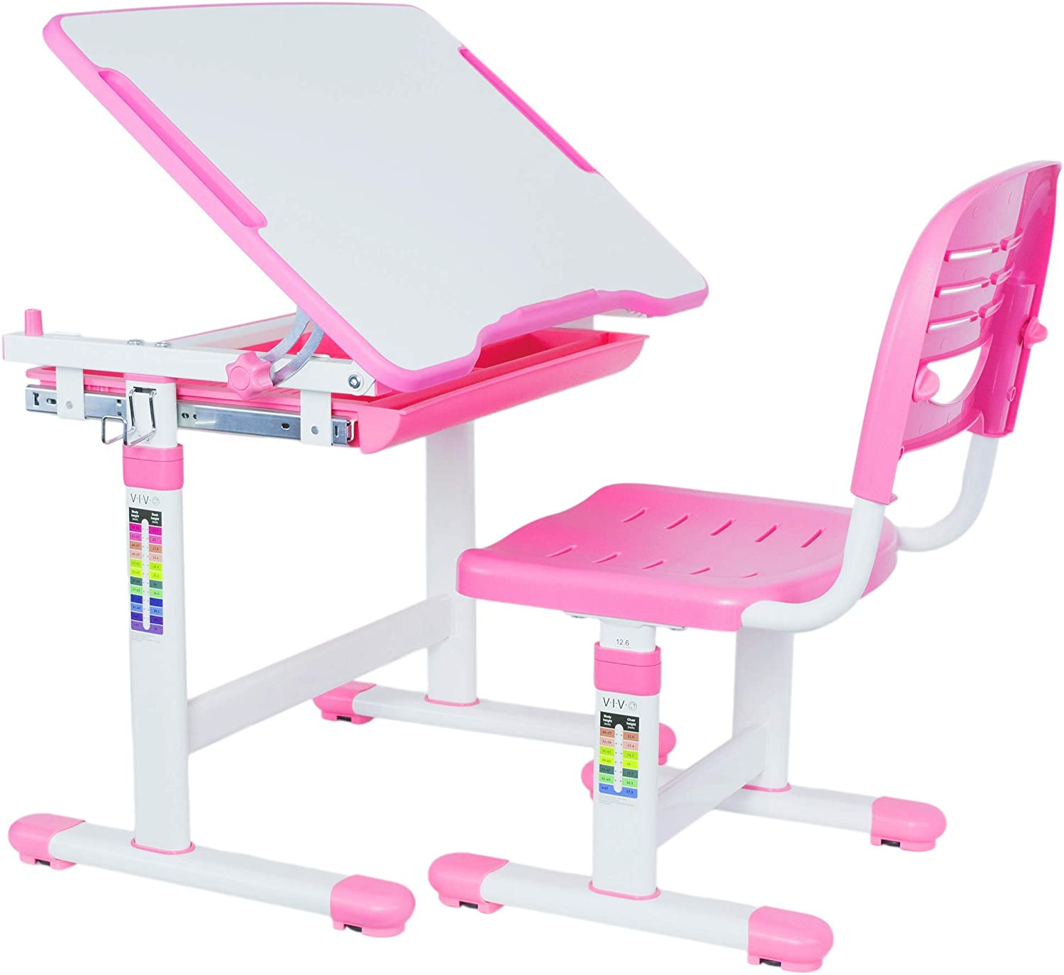 Pink Height Adjustable Children's Desk and Chair Set | Kids Interactive ...
