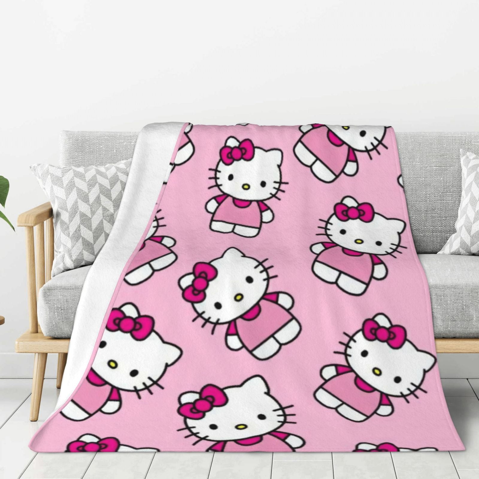 Pink Hello Kitty Blanket Super Soft Fuzzy Fleece Anime Throw Blanket ...