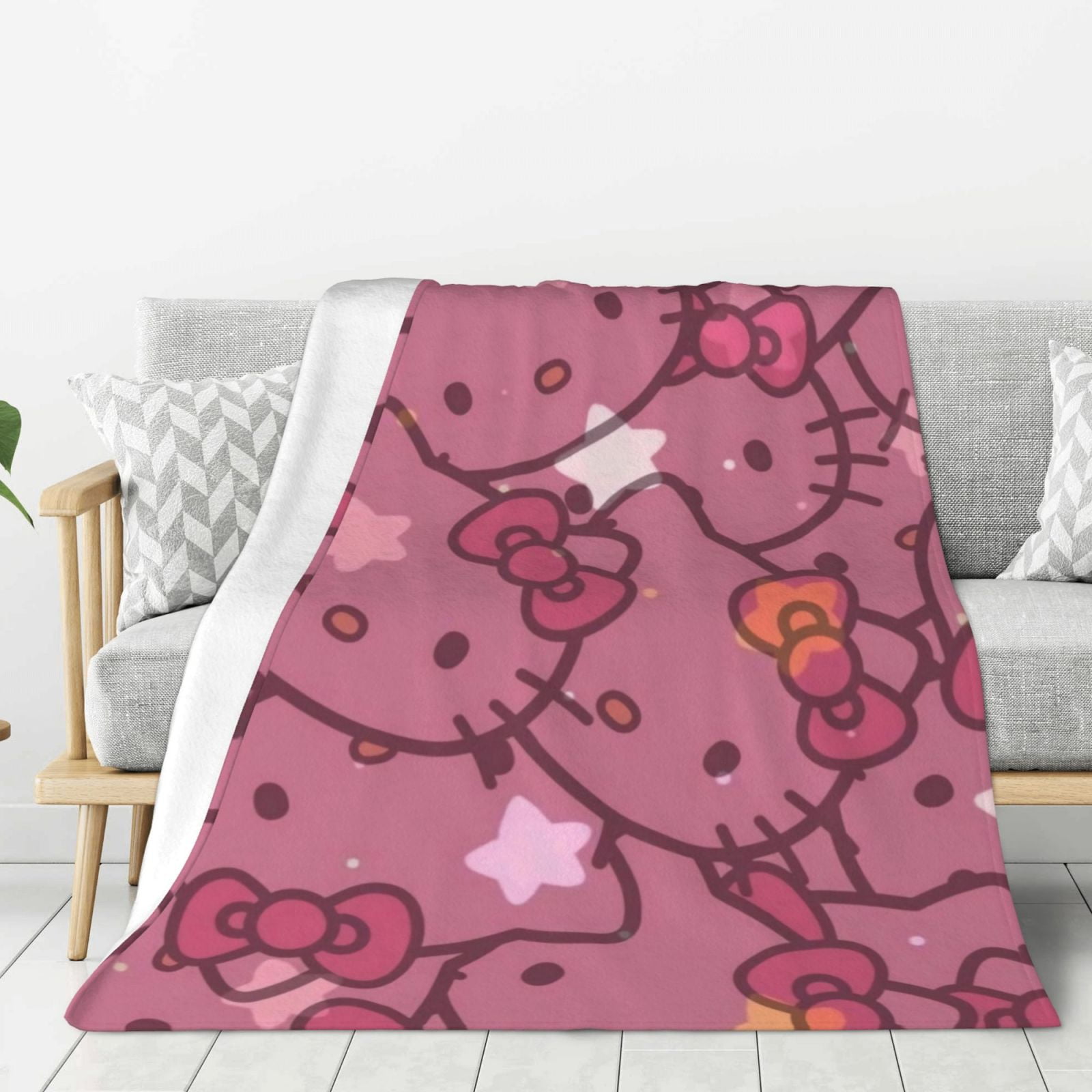 Pink Hello Kitty Blanket,Throw Blanket for Kids and Adults,Soft Plush ...