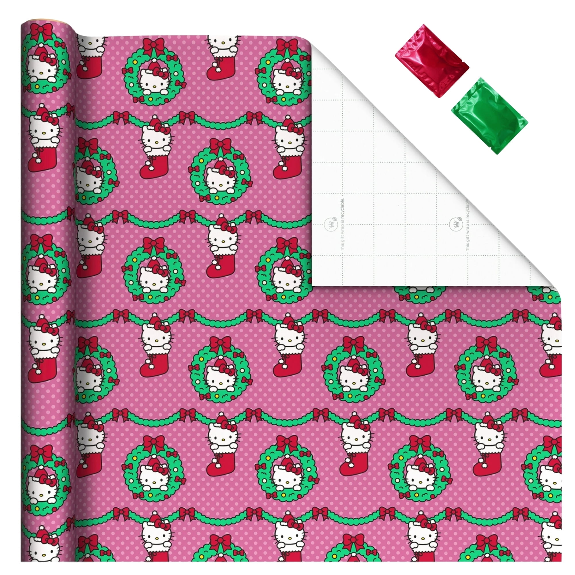 Pink Hello Kitty Christmas Wrapping Paper 60 Sq Ft 1 Roll, Gift Wrap ...