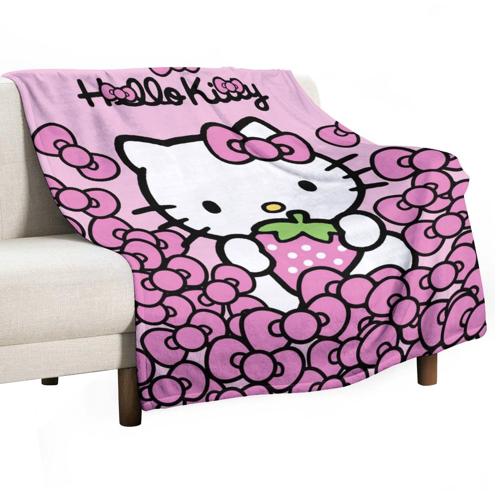 Pink Hello Kitty Flannel Blanket for Bed Sofa Car Living Room Bedroom ...