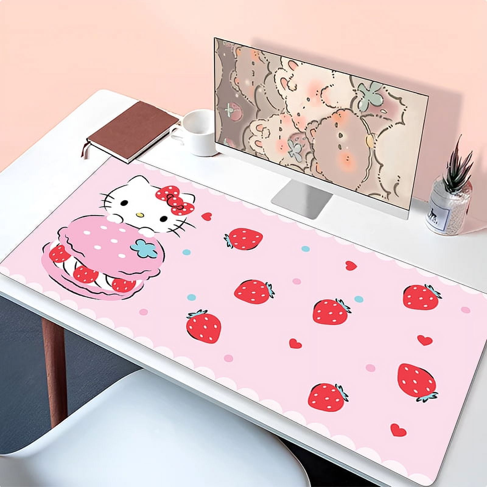 Pink Hello Kitty Mousepad Sanrio Cute Desk Mat PC Gaming Accessories ...