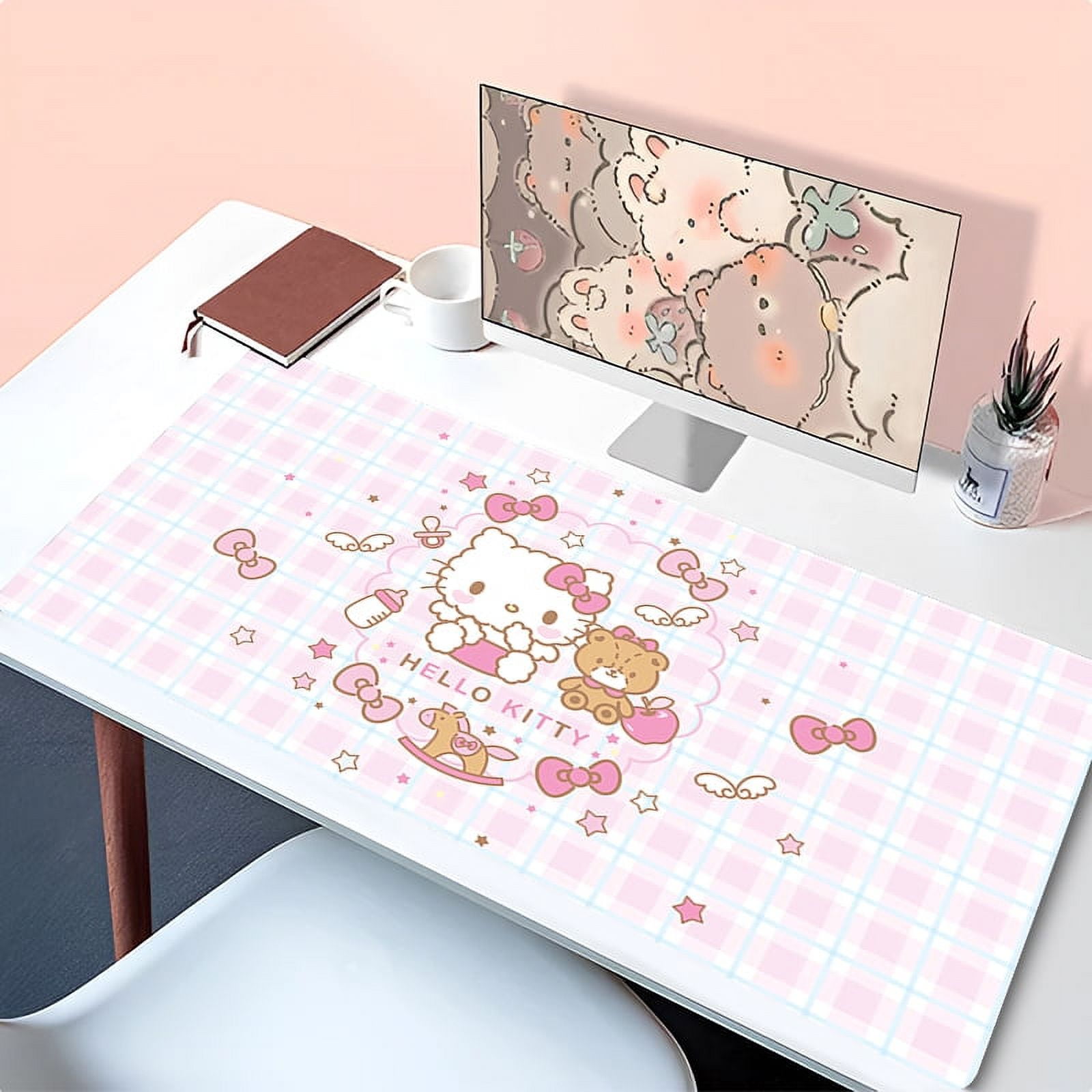 Pink Hello Kitty Mousepad Sanrio Cute Desk Mat PC Gaming Accessories ...