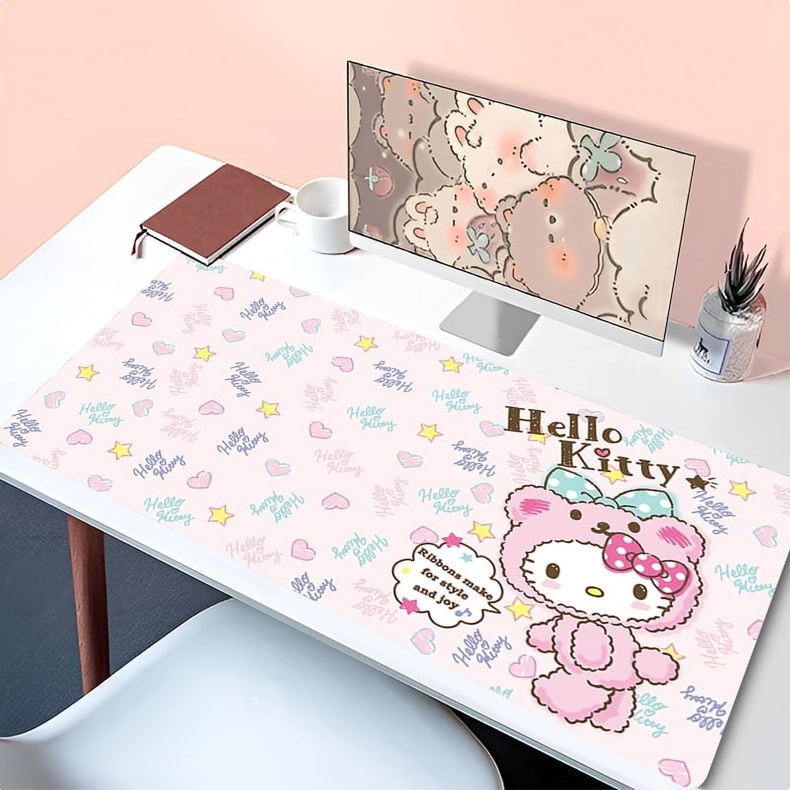 Pink Hello Kitty Mousepad Sanrio Cute Desk Mat PC Gaming Accessories ...