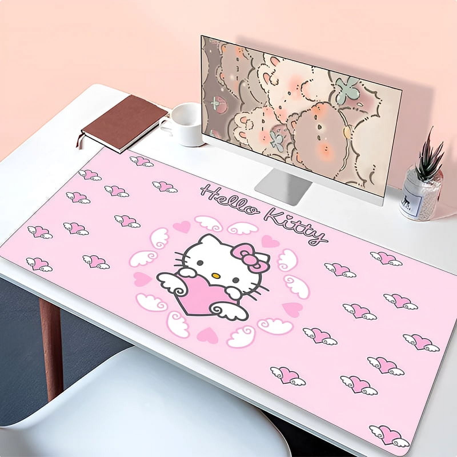 Pink Hello Kitty Mousepad Sanrio Cute Desk Mat PC Gaming Accessories ...