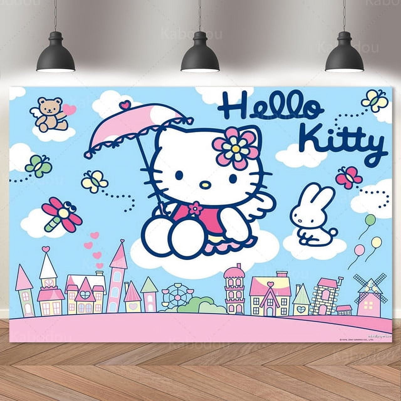 GQ Pink Hello kitty Backdrop Girls Kids Birthday Party Banner ...