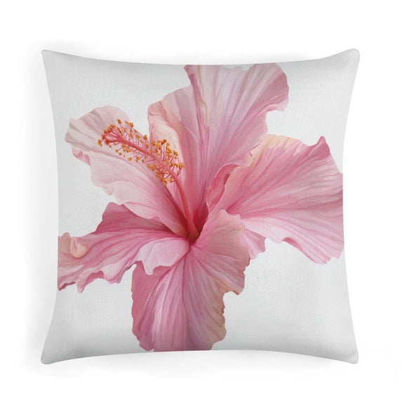 Pink Hibiscus Flower Pillowcase 16"x16" Tropical Floral Farmhouse ...