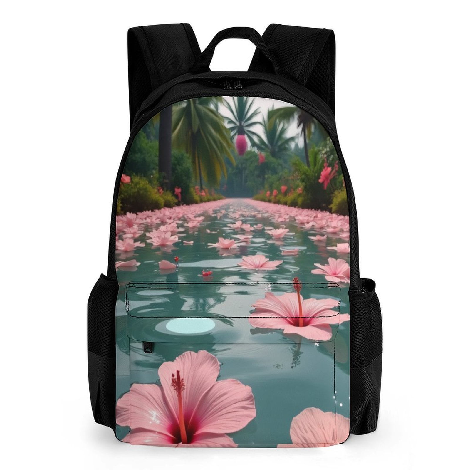 Pink Hibiscus Flowers Floating in Water Backpack Back to Bag Sport ...