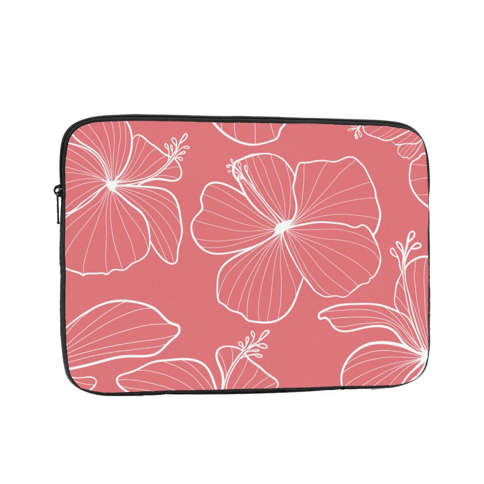 Pink Hibiscus Line Art 17 inch Portable Laptop Sleeve Compatible with ...