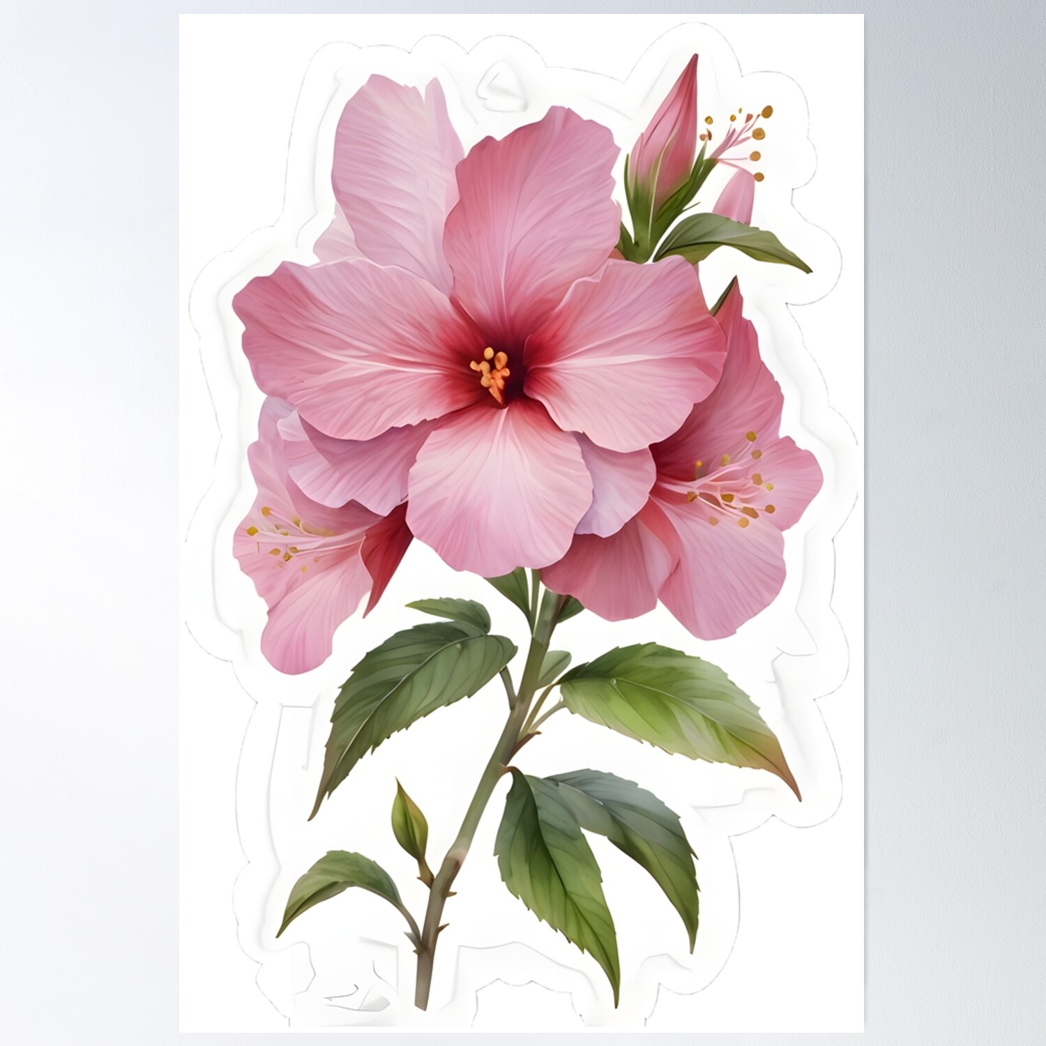Pink Hibiscus Poster Wall Art, Modern Wall Decor, 8x12 UNFRAMED ...