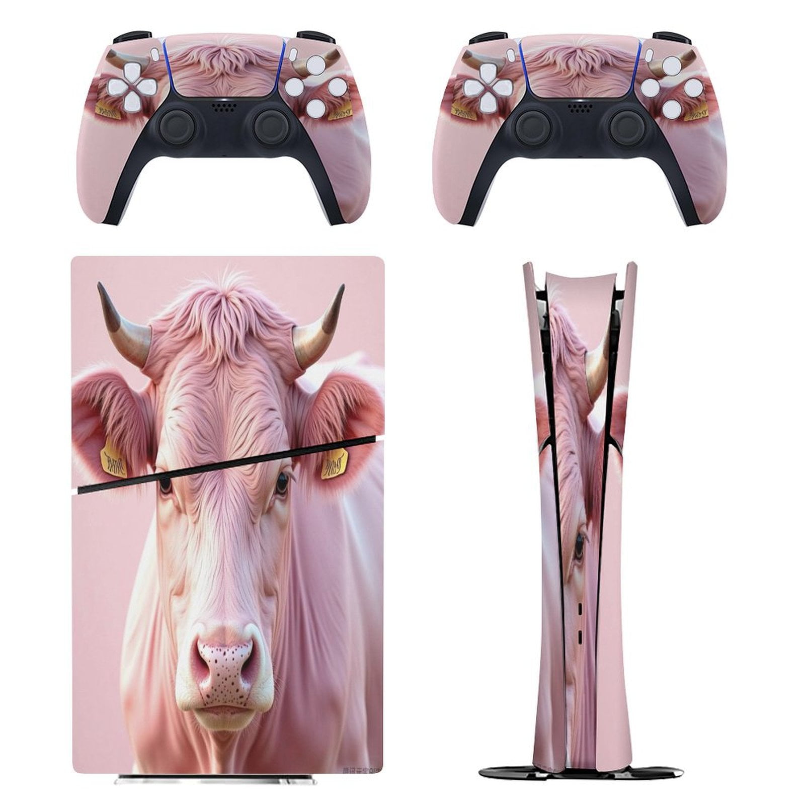 Pink Highland Cow Pattern PS5/PS5 Slim Digital Disc Skin Sticker For ...