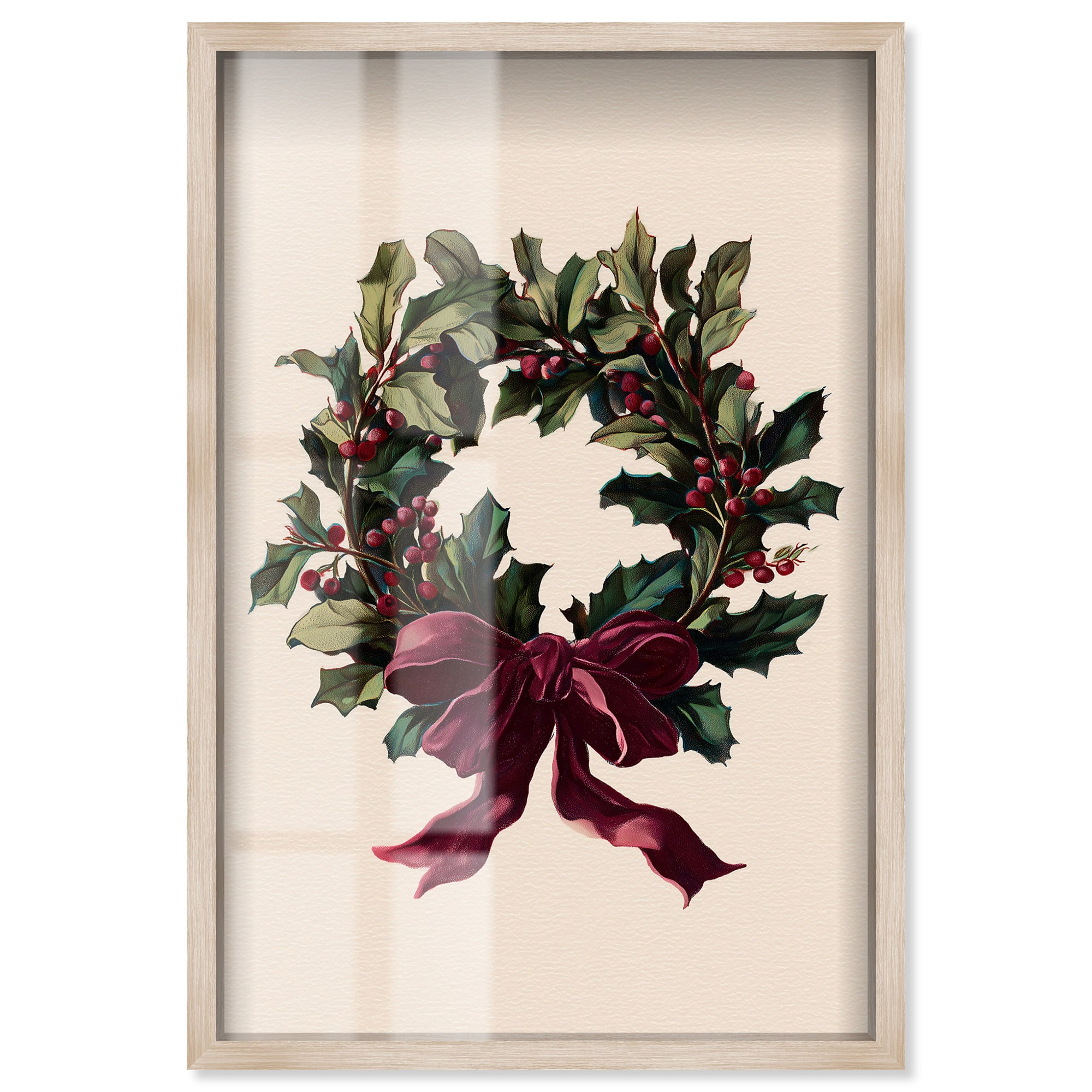 Pink Holiday Laurel II Shadowbox Print Christmas Wall Decor by Art ...