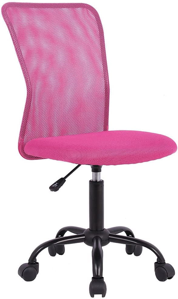 Pink Home Chair,Armless Office Chair,Adjustable Rolling Chair Lumbar ...