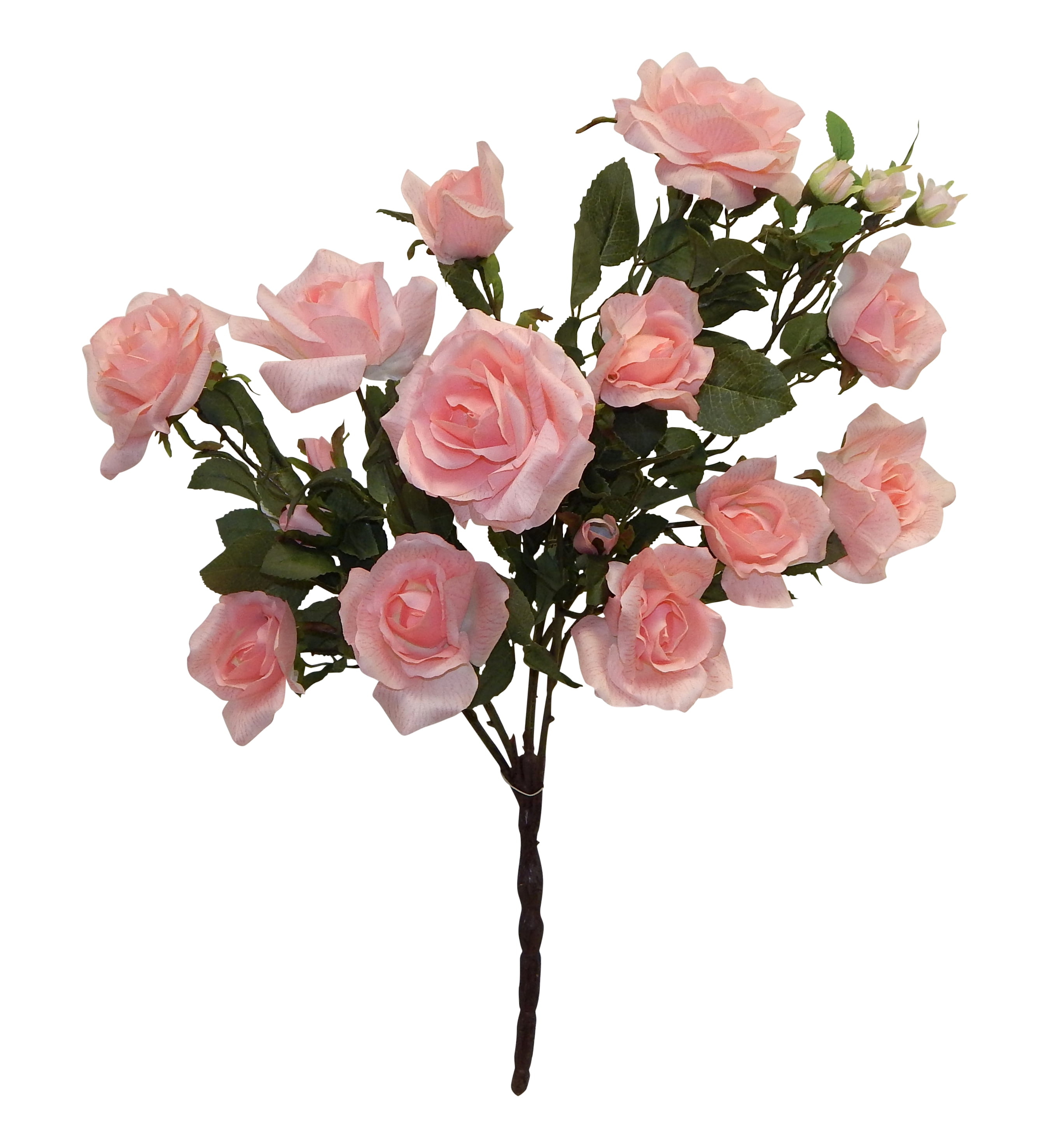 Pink Hybrid Tea Rose 27in Artificial Polysilk Faux Fake Flower Bush for ...
