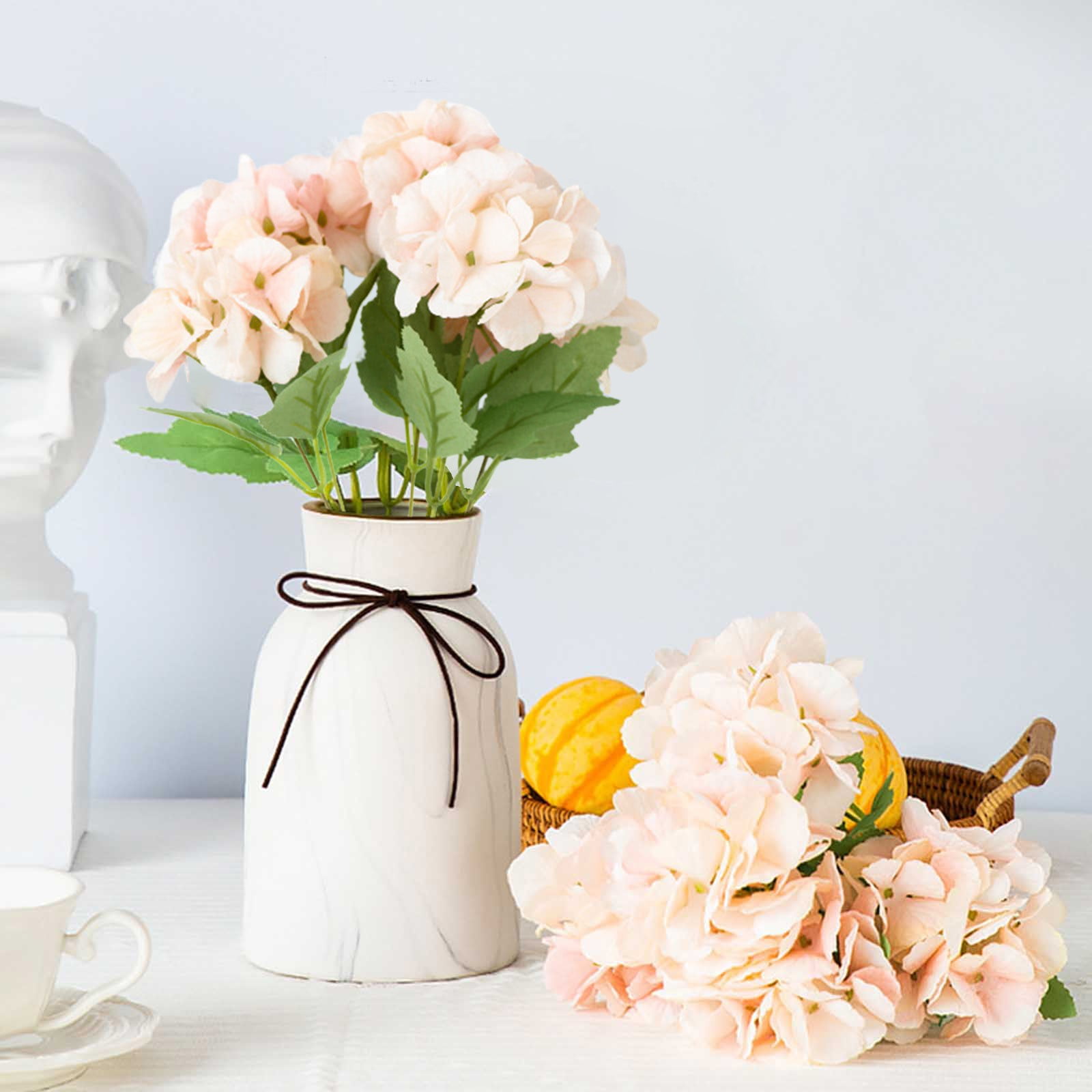 Pink Hydrangea Artificial Flowers 11.8in Faux Silk Hydrangea Flowers ...